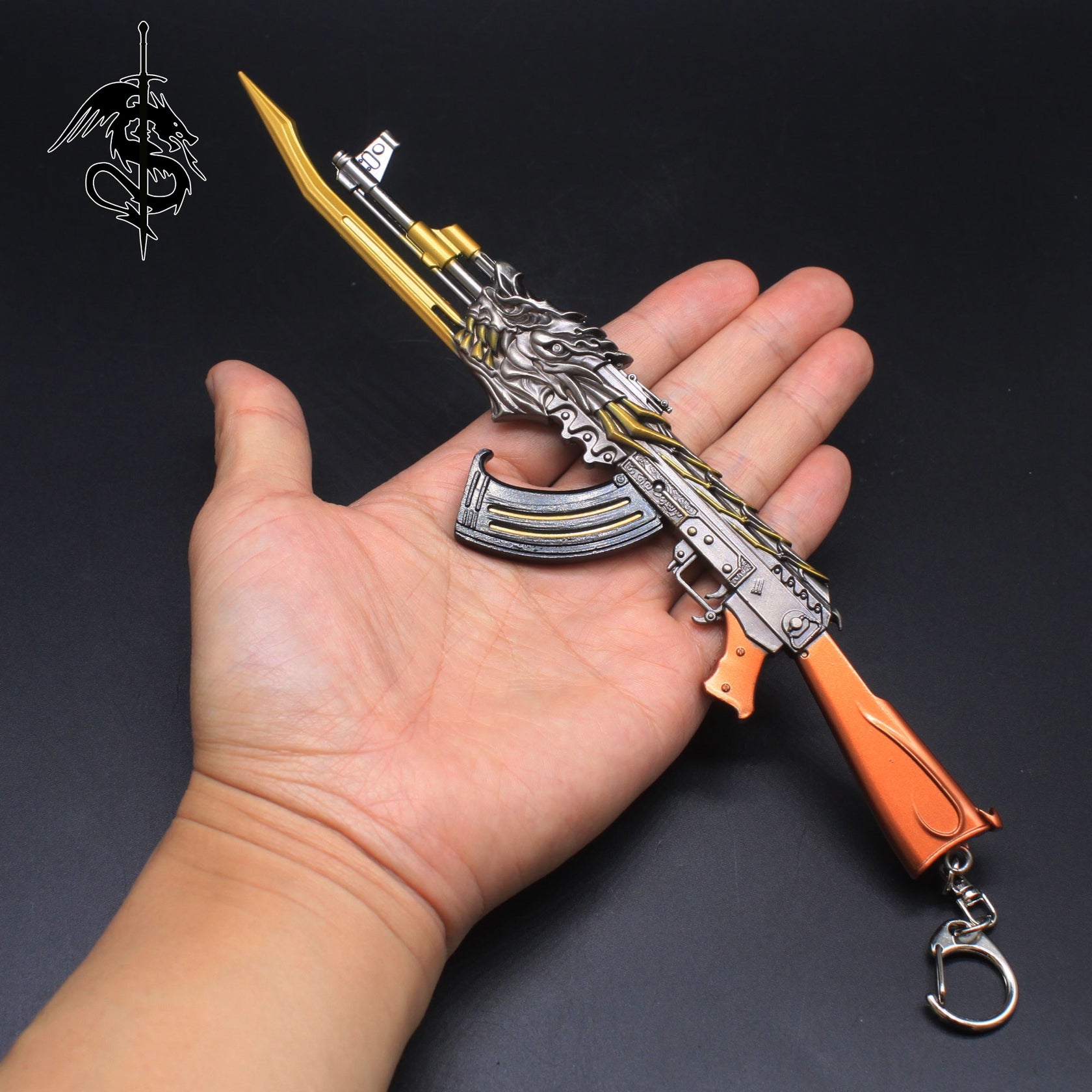 AK47 Fire Kylin AK Rifle Flame Unicorn Head QiLin Gun Miniature ...