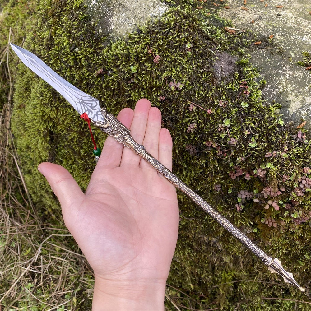 High-End Tiny Hand-Forged Spear ZhaoYun Brass Handle Dragon Spear ...