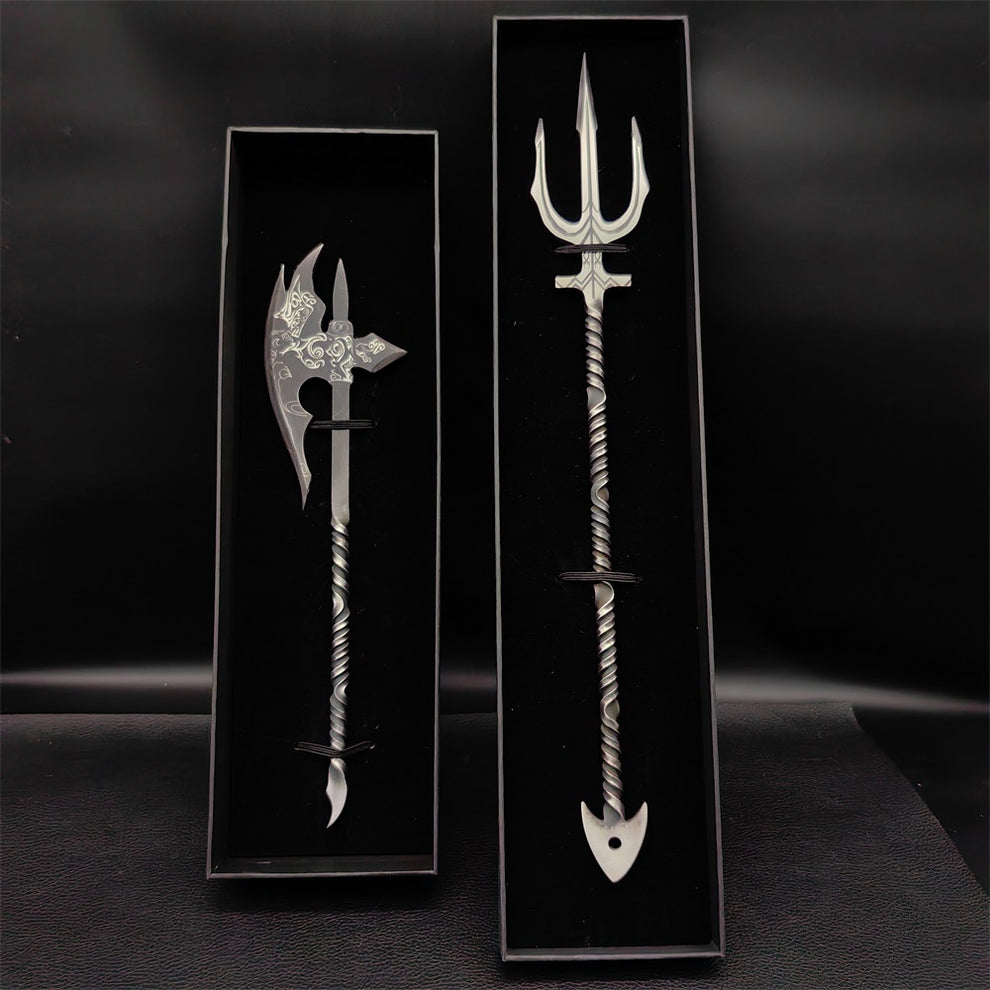 Hand-Forged Ebony War Axe Aquaman Atlantis Three-Pronged Spear ...