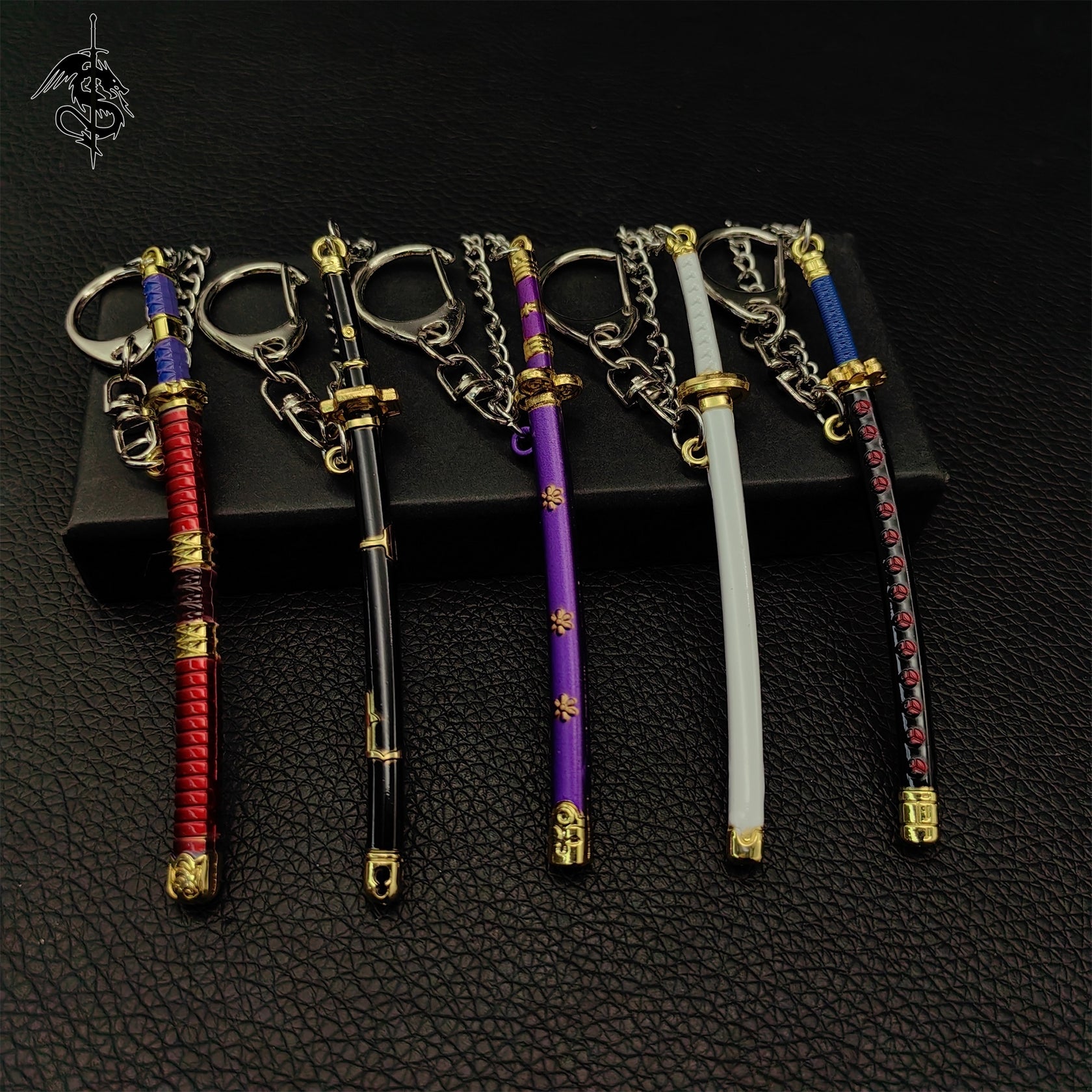Mini Katana Keychain Tiny Metal 1:12 Figure Sword 5 In 1 Gift Box ...